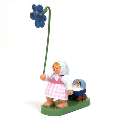 Girl with Violet and Doll Carriage (Autumn: Wendt und Kuehn)